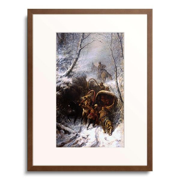 Artist:  Beer, Wilhelm Amandus,1837-1907 Imagetitle:  Kosaken mit Pferdeschlitten in einem Hohlweg. 1883. Dimensions:  7...