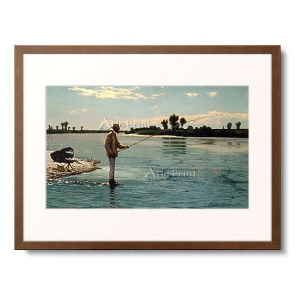 Artist:  Dahlen, Reiner,1836-1874 Imagetitle:  Der Angler. Dimensions:  44 x 73 cm Location:  Private Collection
