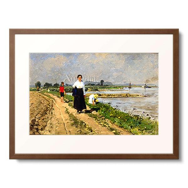 Artist:  Muhlig, Hugo,1854-1929 Imagetitle:  Promenade on the banks of the Rhine. 1920 Dimensions:  17,6 x 28,2 cm Mediu...