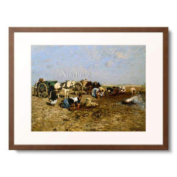 Artist:  Muhlig, Hugo,1854-1929 Imagetitle:  Potato harvest. Dimensions:  31,3 x 41,3 cm Medium:  Oil/Wood Location:  Pr...
