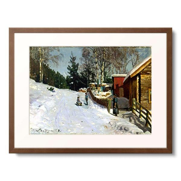 作家名:ペーダー・モルク・モンステッドArtist: Moensted, Peder,1859-1941 Imagetitle:Spielende Kinder auf verschneiter Dorfstrasse. 1918. Dim...