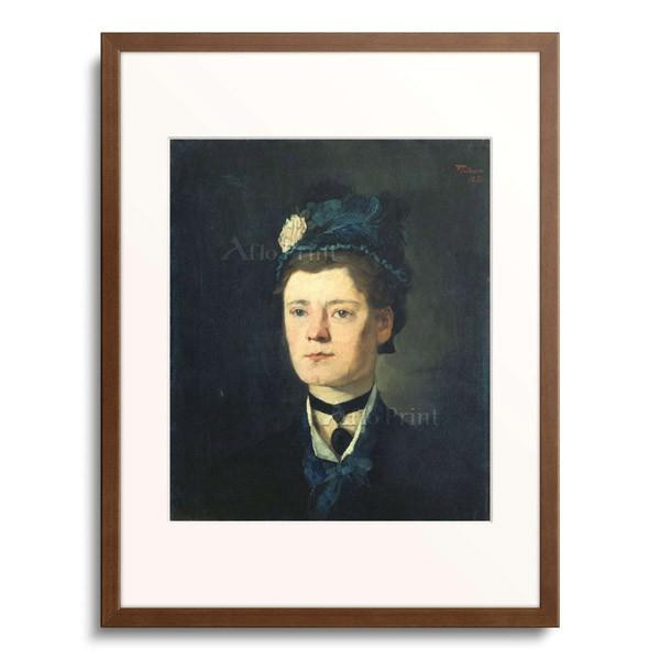 Artist:  Trubner, Wilhelm,1851-1917 Imagetitle:  Portrait of a lady with blue hat. 1876 Dimensions:  52,5 x 45 cm Locati...