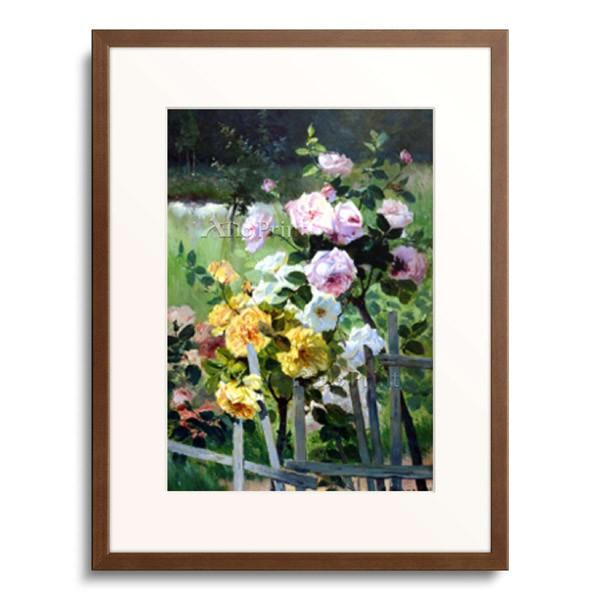 作家名:ウジェーヌ・アンリ・コショワ花フラワーアレンジメントArtist:Cauchois, Eugene Henri,1850-1911 Imagetitle:Rosen am Gartenzaun. Dimensions:82 x 54...