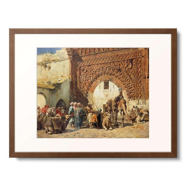 Artist:  Weeks, Edwin Lord,1849-1903 Imagetitle:  Sudanese caravan in front of a Maroccan citygate. Dimensions:  82,5 x ...