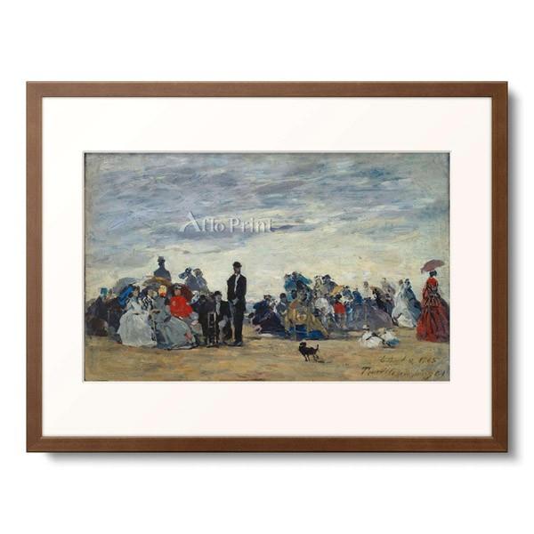 Artist:  Boudin, Eugene,1824-1898 Imagetitle:  Am Strand von Trouville. 1865. Dimensions:  26,5 x 40,5 cm Medium:  Karto...
