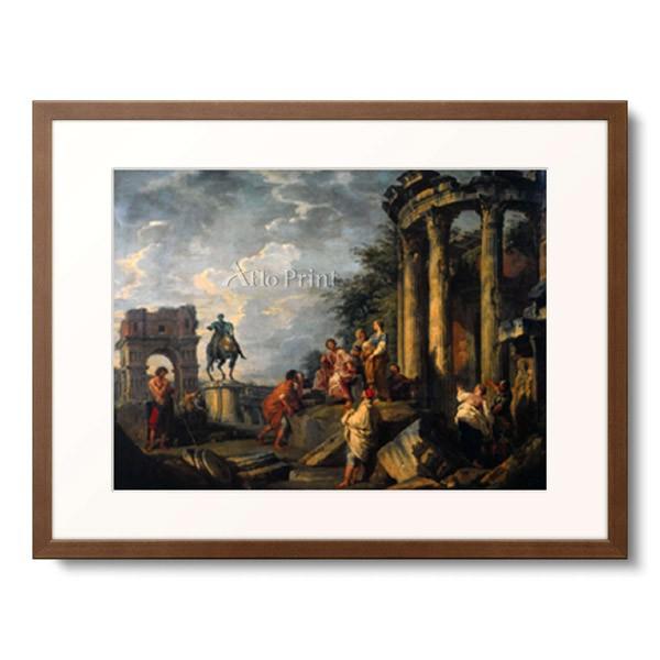 所蔵：ルーヴル美術館Artist:  Pannini, Giovanni Paolo,1691/92-1765 Imagetitle:  Antike Ruinen mit Janus-Tor, Vesta-Tempel und Reite...