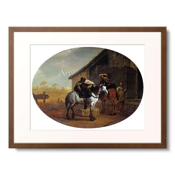 所蔵：ルーヴル美術館Artist:  Laer, Pieter van,1592/95-1642 Imagetitle:  Abfahrt von einer Gaststatte. Dimensions:  32 x 43 cm Medi...