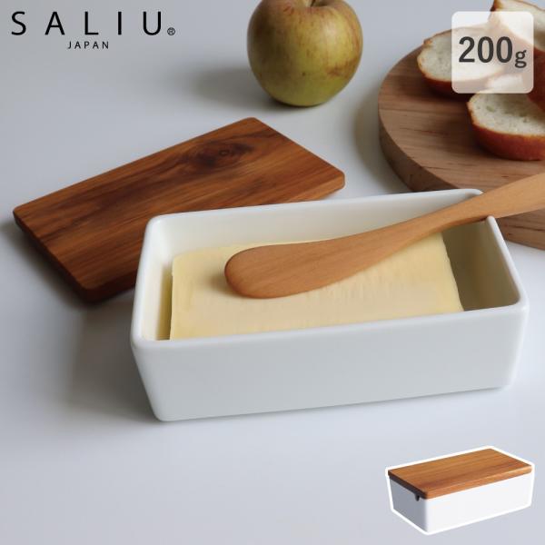 ＜MADE IN 美濃＞メーカー：株式会社ロロブランド：SALIU商品：木蓋バターケース容量：200gサイズ：W156×D93×H53 (mm)本体：白磁器　蓋：天然木白磁器を使用した美濃焼の木蓋バターケースです。市販で売られている、一般的...