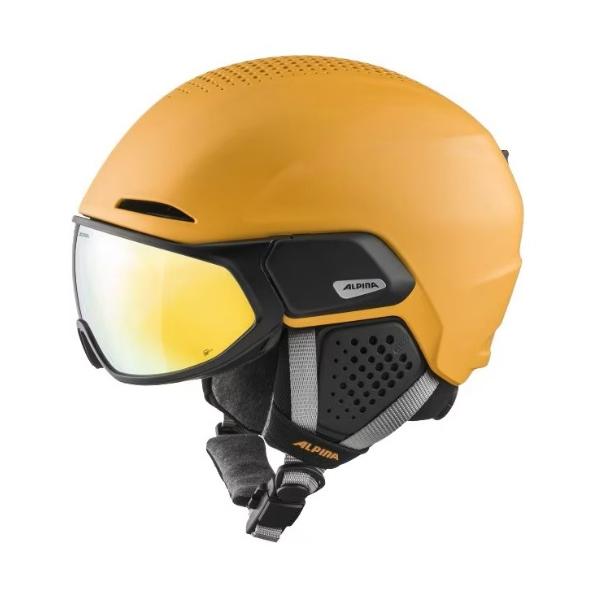 バイザーとヘルメットの収まりがよいモデルです丈夫で安全性の高いハードシェル素材のバイザーヘルメットですラバラン羊毛を使用した上質なインテリアレンズ：Q LITE ゴールド S2○店頭在庫商品となります。使用上に支障のないレべルで、若干の小傷...