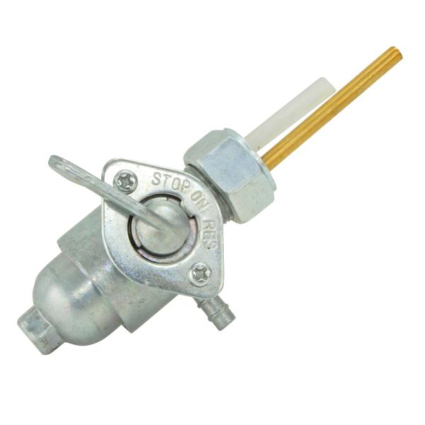 汎用品の燃料コックです。適合:YB100,RX100,RX125その他次の車種にもサイズが合えば適合します:HT1,YL2,RS100,DT125,DT175,MX175,YA5,YA7