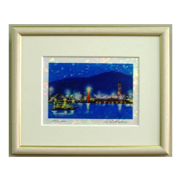 作品名 神戸    作家名　吉岡浩太郎    ○作品詳細    作品の種類ジグレスクリーン版画・クリスタルラメプリント加工    作品の詳細エディション1000部/作家サイン    絵サイズ15.0X10.0センチ    額縁サイズ27.5...