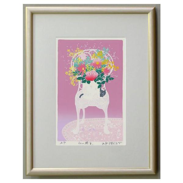 作品名　白い椅子    作家名　吉岡浩太郎    ○作品詳細    作品の種類　シルクスクリーン版画    作品の詳細　エディション500部/作家サイン    絵サイズ　22.7X13.6センチ    額縁サイズ　40.0X31.0センチ ...