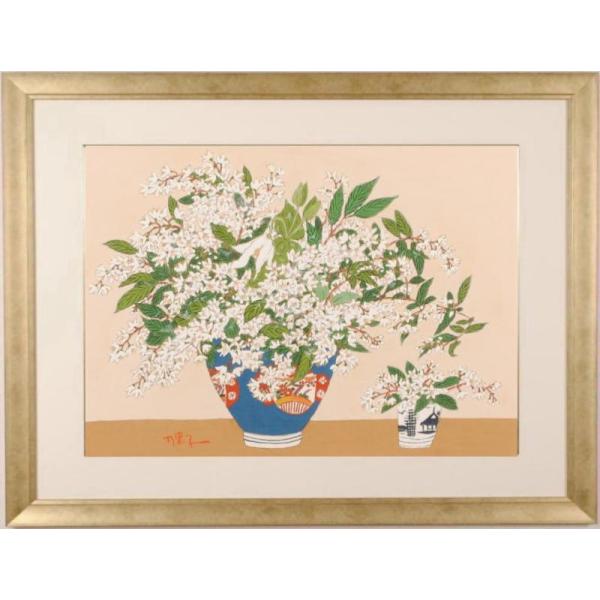 【発売日：2025年11月07日】画家名：青木乃里子作品名：姫空木(ひめうつぎ)絵のサイズ：W59×H41,5cm額装サイズ：W83×H65,5cm絵画の技法：墨彩画サイン：作家直筆サイン納期：14日