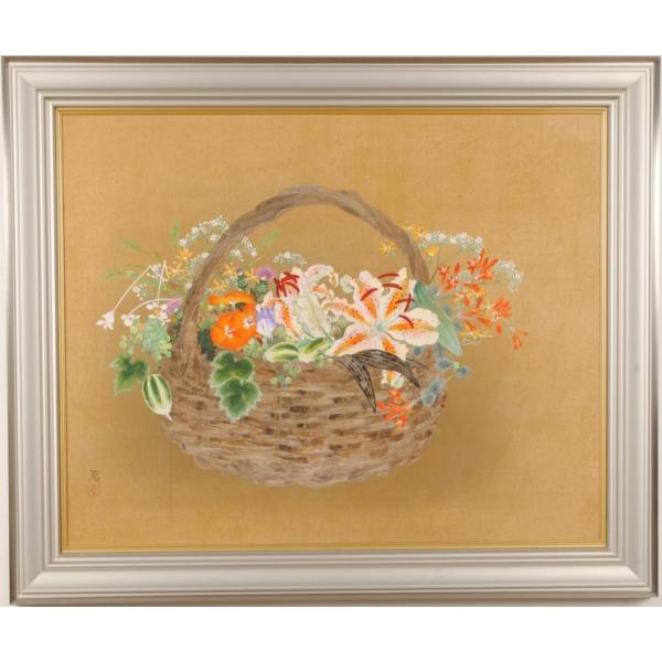 【発売日：2026年06月23日】画家名：堀川えい子作品名：花摘み絵のサイズ：W91×H72,7cm1(F30号)額装サイズ：W110×H91,5cm絵画の技法：日本画サイン：作家直筆サインと落款納期：14日額に小傷がありますので新品額に交...