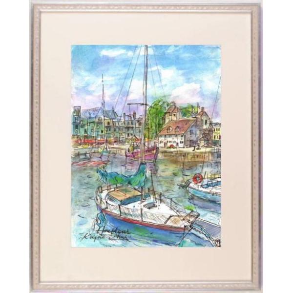 【発売日：2022年03月03日】●画家名：石井清●作品名：オンフルール●絵のサイズ:W25×H34cm●額装サイズ：W45×H56cm●絵画の技法：水彩画●サイン：作家直筆サイン●納期：14日石井清先生が水彩画の絵画で描いたフランスの風景...