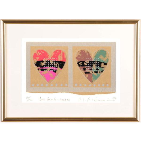 【発売日：2022年02月13日】●画家名：南正雄●作品名：two hearts-rococo●絵のサイズ：W18×H10,7cm●額装サイズ：W31,5×H25,5cm●版画の技法：シルクスクリーン●サイン：作家直筆鉛筆サイン●限定枚数：...