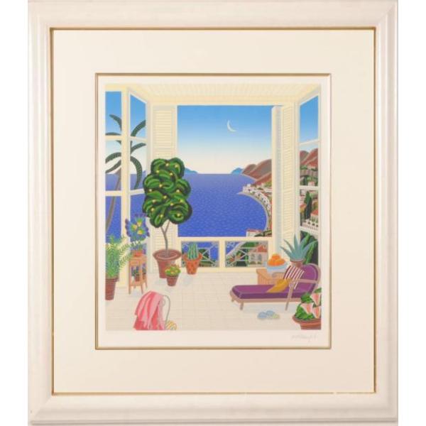 【発売日：2026年04月05日】画家名：トーマス・マックナイト作品名：リビエラ・コンサバトリー絵のサイズ：W35×H40cm額装サイズ：W63,5×H70cm版画の技法：シルクスクリーンサイン：作家直筆鉛筆サイン納期：10日