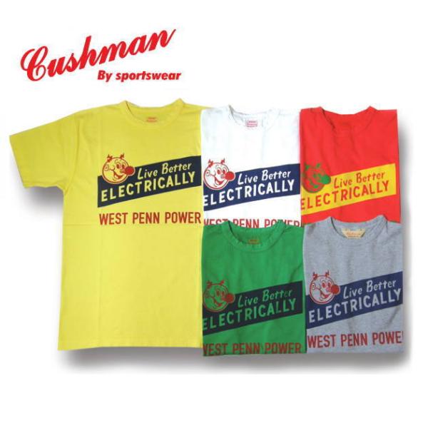 全国送料無料！代金引換手数料無料！！【CUSHMAN】 プリントTee (ELECTRICALLY)【クッシュマン】メンズ＆レディース 半袖Tシャツ　綿CUSHMAN-26042●日本製●コットン100％▼▼▼詳細は商品情報をご確認ください。