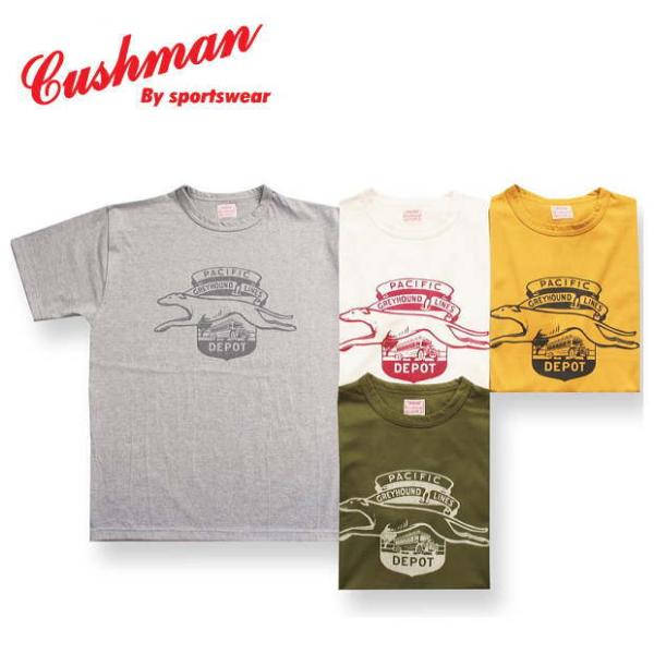 全国送料無料！代金引換手数料無料！！【CUSHMAN】  プリントTee (GREYHOUND)【クッシュマン】メンズ　レディース 半袖Tシャツ●日本製●コットン100%▼▼▼詳細は商品説明文をご覧ください。