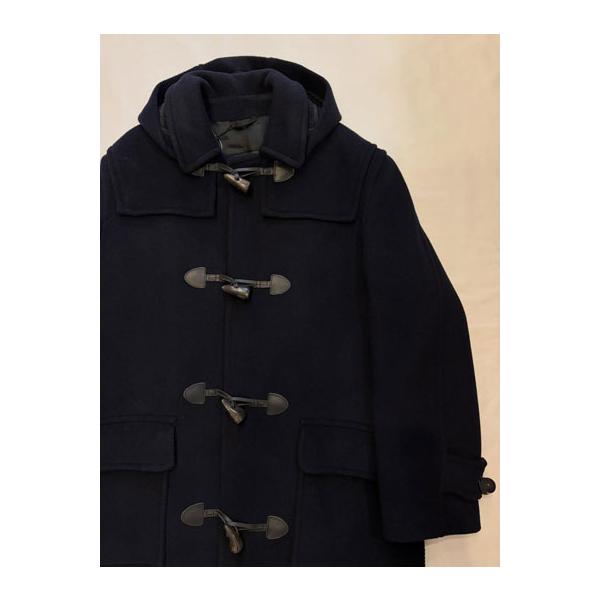 GRENFELL,グレンフェル,Duffle Coat,ダッフルコート,英国製,Made in ENGLAND,Vintage,SHERRINGHAM,フード取り外し, / ウールヘリンボーンのダッフルコート。リアルホーントグル＆レザーロー...