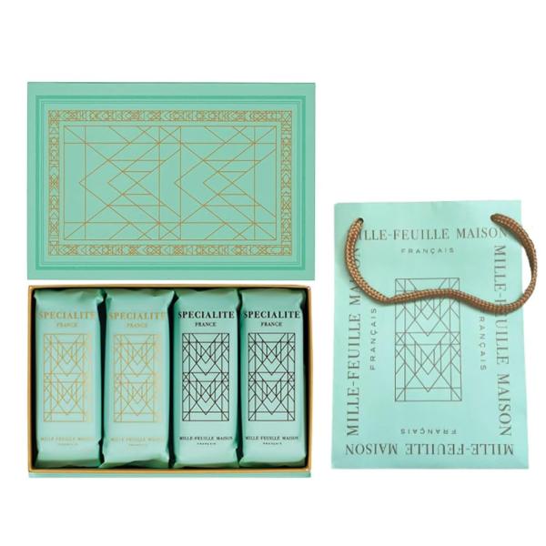 「商品情報」こだわりのフィユタージュに「ショコラ」と「ヴァニラ」それぞれのクリームをサンドしました。 ※フランス産小麦パイ生地使用「主な仕様」ミルフィユ スペシャリテ 4個入（ショコラ、ヴァニラ）箱サイズ：W109×D160×H35重量：1...