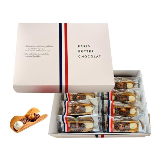 「商品情報」商品の説明PARIS BUTTER CHOCOLAT（パリバターショコラ）は、バターとショコラの魅力を追求するスイーツブランドとして人気の洋菓子です。 フランス産発酵バターの香り豊かなラングドシャ生地で、生食感のショコラと香ばし...