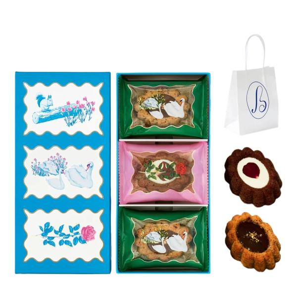 「商品情報」セット内容： お花のティグレ 6個入（ローズ3個・ショコラ3個）・手提げ袋付き花柄パッケージで気分を華やかに味わい・食感・商品特徴： 国産バター使用のしっとり生地に、なめらかなチョコレートを合わせたティグレ。ローズはホワイトチョ...