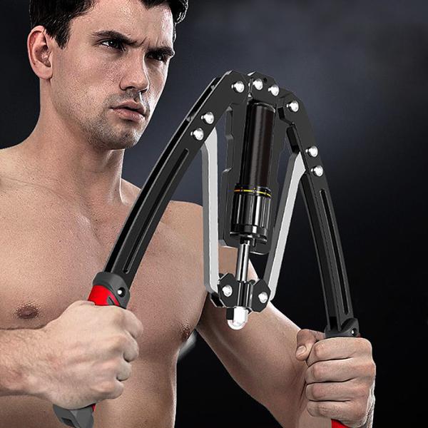 10kg〜200kgまで自由に調整可能なエキスパンダーです！最新の高性能高機能油圧技術で負荷調整可能！耐久性と安全性の高い二重鋼管を使用しており、スプリング式のアームバーより安全で変形する恐れがありません。真ん中の調整ダイヤルで10〜200...