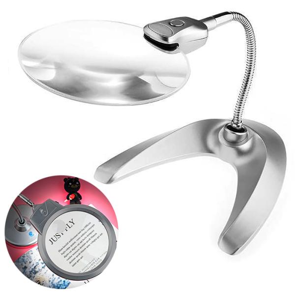 読書・工作・小さな文字に便利なLEDライト付き卓上拡大鏡です。少し見にくい、大きく見たいとき、どうしていますか？虫眼鏡は片手が塞がったり腕が疲れたりと、不便を感じていませんか？そんなときはこのLEDライト付き卓上拡大鏡です！・2種類のレンズ...