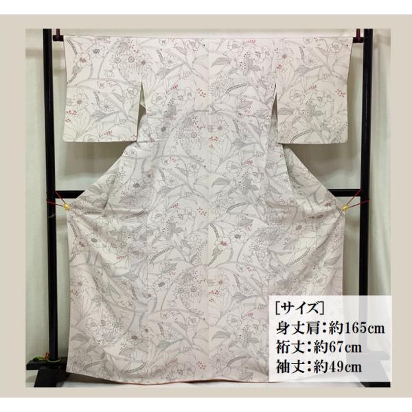 [商品名] 小紋　袷きもの[素　材] 正絹[状態・ランク] 中古品 S[サイズ] 身丈肩約165cm　裄丈約67cm　袖丈約49cm　前幅約22.5cm　後幅約28.5cm[カラー] 薄グレー色系[コメント] 中古の正絹お仕立て上がり小紋袷...