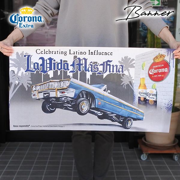 人気のメキシカンビアCoronaデザインのビニールバナーです。インパラが大きく書かれていてとてもおしゃれです。ビニール素材ですのでしっかりしています。お部屋のインテリアやガレージにもピッタリ！■サイズ：縦約40.5cm　横約80cm※この商...