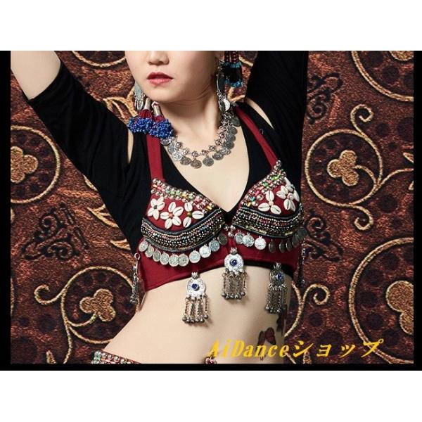 ベリーダンス　エスニック　トライバル衣装　練習着　アメリカントライバルスタイル衣装（ATS)★モデルさんを身に着けたのチョリ、アクセサリーは別売となります。【素　材】ポリエステル/コイン【サイズ】S・M・L Sサイズ カップ：(A・B)カッ...