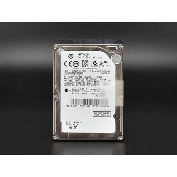 HDD 2.5インチ SATA 320GB  HITACHI 正常 フォーマット済み ■HITACHI HTS545032B9A302P/N:H2T320854S  P/N:0J13963  655-1539FCQ2126700L9DG5K...