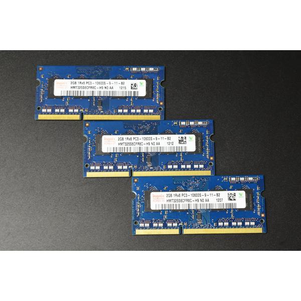 Mac対応 メモリ hynix DDR3 2GB×3枚　PC3-10600S HMT325S6CFR8C-H9 中古品 1-11中古品なので、使用感や小傷があります。　