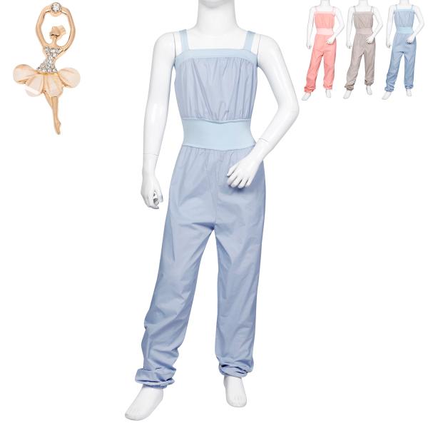 【サイズ】110-155cm サイズまで【カラー】グレー、ピンク、ブルー【素材】ナイロン【特徴】子供用バレエ用ウォームアップオールインワン。ゆったりとしたシルエットで、体型カバー効果も。シャカシャカとした薄く、ストレッチのないナイロン生地が...