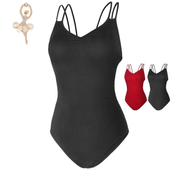 【素材】コットン生地【カラー】黒・赤【サイズ】S~XXL ※詳細は画像のサイズ表をご確認ください。【特徴】胸パット付バレエレオタード。背中をより美しく見せるダブルクロスストラップです。季節を問わず１年中お使いいただける。大きいサイズサイズ展...