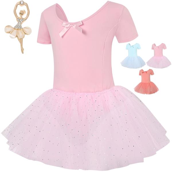 【サイズ】キッズ・子供・ジュニア・大人 105-170cm 【カラー】ピンク、ブルー、サーモンピンク【素材】コットン＋スパンデックス【特徴】プリンセスのようなチュチュ付きのバレエレオタード。背中と胸元には可愛らしいリボン付き。キラキラ輝くラ...