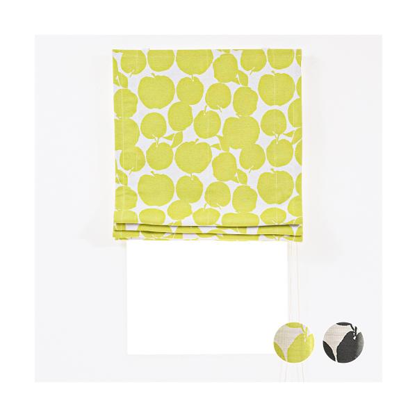 北欧テイストのリンゴ柄ローマンシェード。インテリアのアクセントになる華やかなデザインです。織り感のあるナチュラルな生地に、一面に散りばめられた手書き風のリンゴがおしゃれ。シックな色合いとモダンなシルエットで、大人な雰囲気のインテリアにも馴染...