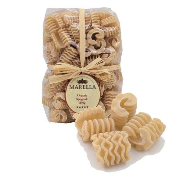 プーリア産有機小麦を使用した有機JAS認証オーガニックパスタアミガサタケ (キノコ) のような形が特徴。フリルのようなひだの間にパスターソース が入って美味しくお料理できます。調理方法　ゆで時間12~14分を目安にお好みで調整ください。