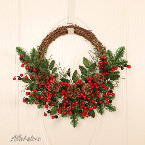クリスマス リース クリスマス花輪 ナチュラルリース 玄関 造花 壁掛けフラワー ぶら下げ飾り ドアリース 飾り 庭園 結婚式 店舗 撮影 道具 クリスマス飾り 【素材】 PVC【サイズ】直径（外径）：50cm※色/デザイン:写真ご参考※梱...