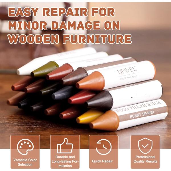 /豊かな18色色調合可能で、使用により18色以上の色に変身できます。*調合用の場合、できた色が合いるかどうか小さい範囲でまずお確認してから実際にご利用した方がお勧めです。/簡単に家具キズが補修できお掃除のついでにフローリング補修と床キズなど...