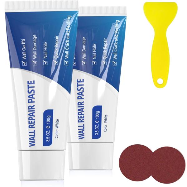 /パッケージ内容100g壁補修剤　*2サンドペーパー *2ヘラ　　　　　 *1/安全＆高品質改良された壁補修剤は、合成樹脂と炭酸カバーでできています。防水性、ホルムアルデヒドフリー、非腐食性で有害物質がありません。100%グリーン成分、子供...