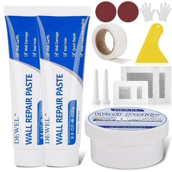 /パッケージ内容250g壁補修剤　*2サンドペーパー *2パテ　　　　　 *1壁補修用テープ *1尖った口　　　 *2ヘラ　　　　　 *1使い捨て手袋　 *1式15*15cmの壁補修パッチ　*2(アルミ板のサイズ：10*10cm)10*10...