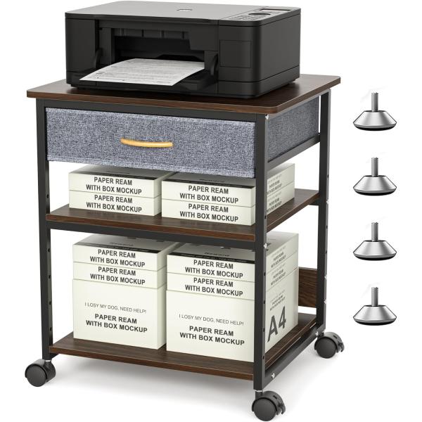 【発売日：2021年10月10日】/商品仕様完成品寸法(約)　幅60*奥行50*高さ70cm(キャスター含め)棚板の厚さ(約)　1.5cm耐荷重(約)キャスター付き　　60KGアジャスター付き　80KG/布製引き出し付事務用品、電卓、書類、...