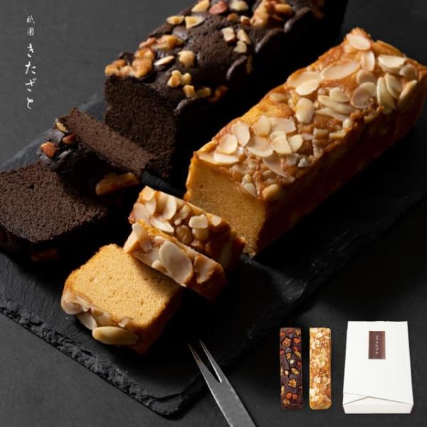 ●内容量：パウンドケーキ(チョコ・キャラメル)×各1本●賞味期限：常温60日●アレルギー：卵・乳・小麦・くるみ●箱サイズ：約160×240×60mm●箱重量：約520g