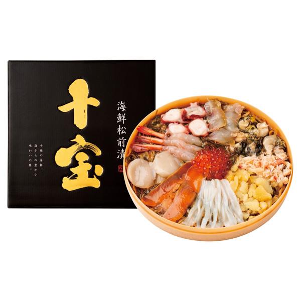 出荷日：6月21日から8月7日●セット内容：海鮮松前漬400g（ほたて・ヒラメ・するめいか・本ズワイガニほぐし身・タコ・味付数の子・いくら醤油漬け・甘えび・スモークサーモン・つぶ貝/計10種）・樽直径21cm●賞味期間：冷凍180日●冷凍便...