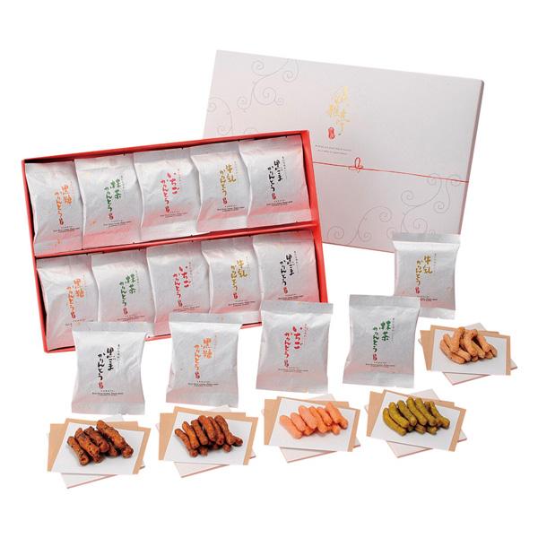 ●セット内容：かりんとう(黒糖・黒ごま・牛乳・抹茶・いちご)(各10g)×各2●賞味期間：常温1年●アレルギー：乳・小麦●箱サイズ：約26×39×4cm●箱入重量：0.41kg