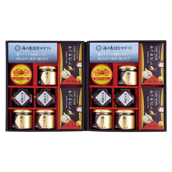 ●セット内容：鮭ほぐし(50g)×6、のり佃煮(80g)・日本料理神谷監修かつおだし(4g×8袋)×各4、紅ずわいがにほぐし身(55g)×2●賞味期間：常温1年●アレルギー：乳・小麦・かに●箱サイズ：約30×26.5×15cm●箱入重量：3...