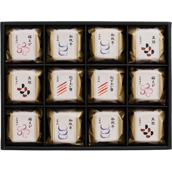 ●セット内容：本格和風だしお吸物（松阪牛）×4、本格和風だしお味噌汁（黒豚・桜えび）×各3、本格和風だしお吸物（紅ずわい蟹）×2●賞味期間：常温6ヶ月●アレルギー：小麦・えび・かに●箱サイズ：約25.5×33.5×5.5cm●箱入重量：約0...