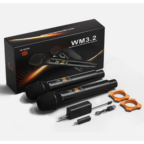 iCON Pro Audio WM 3.2 / ワイヤレス・マイクロフォン・システム   ハンドマイク2本+レシーバーセット 充電式 ワイヤレスマイク